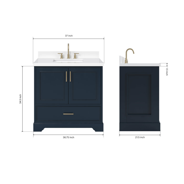 Winston Porter Peighten 37 Single Bathroom Vanity With White Quartz